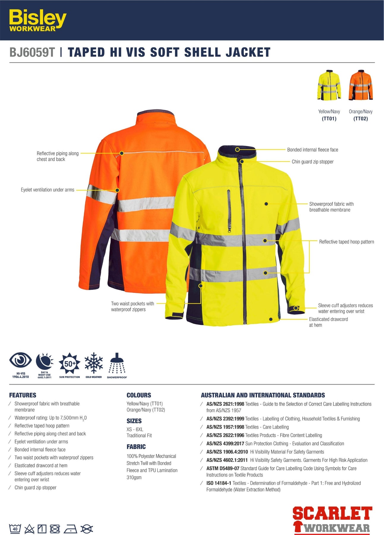 BJ6059T - Bisley - Hi-Vis Taped Softshell Jacket – Scarlet Workwear